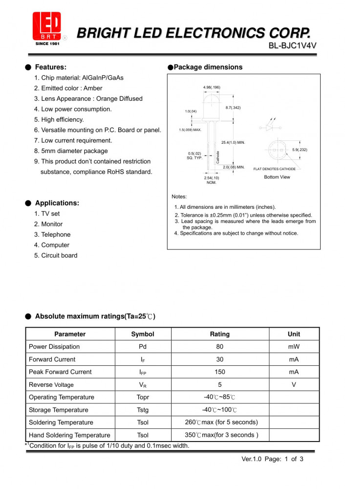 BL-BJC1V4V datasheet page 1