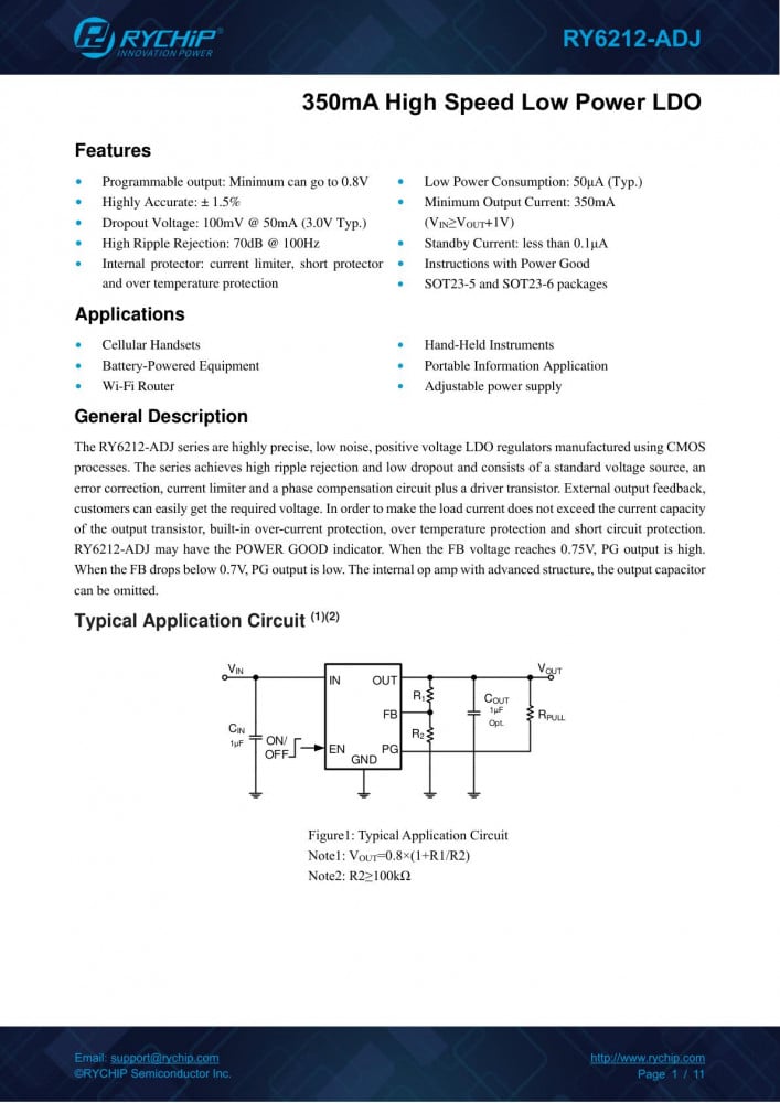 RY6212-ADJM5R datasheet page 1