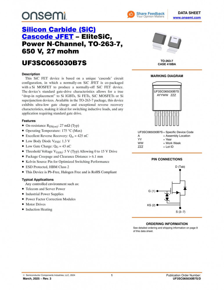 UF3SC065030B7S technical document page 1