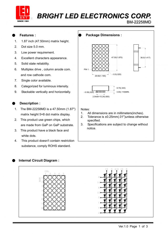 BM-22258MD technical document, page 1