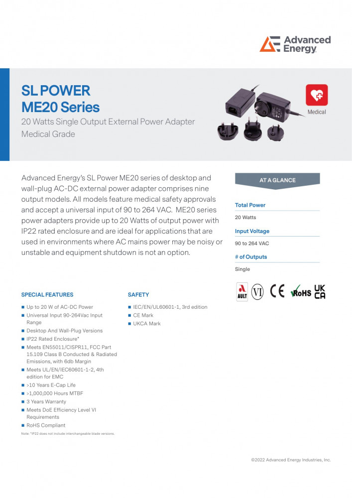 ME20 series datasheet page 1