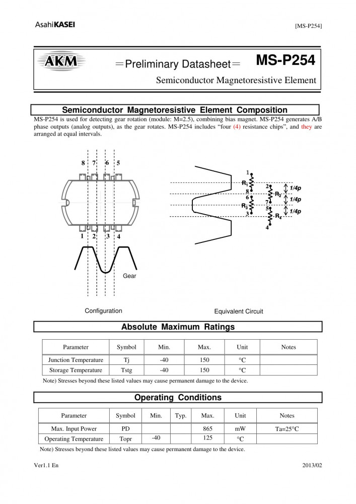 MSP254 datasheet page 1