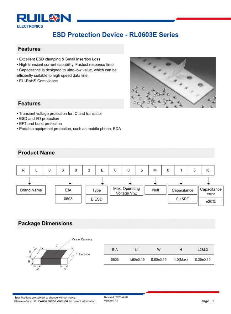 RL0603E series datasheet page 2