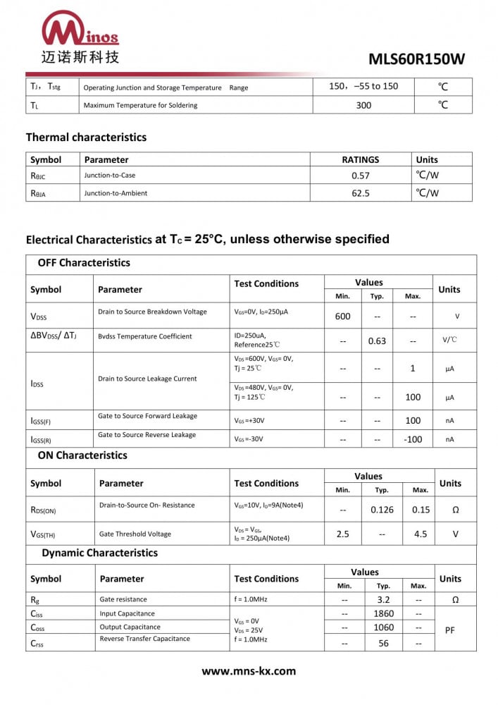 MLS60R150W datasheet page 2