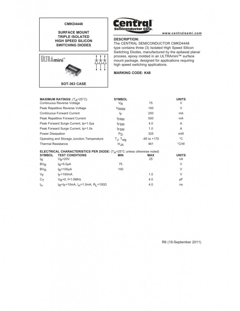 CMKD4448 datasheet page 1