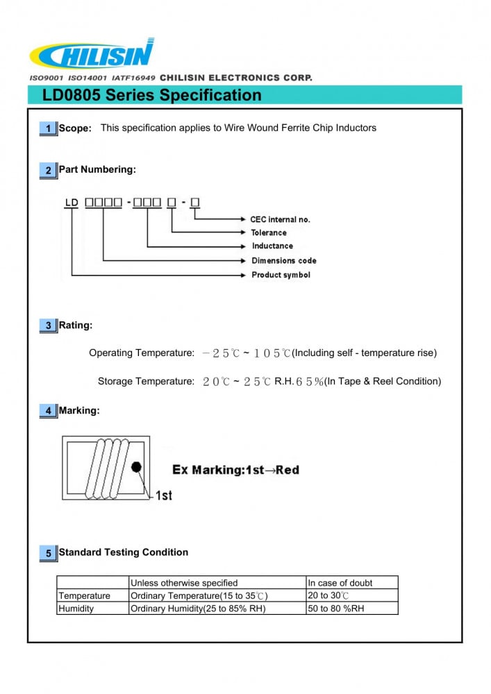 Chilisin LD0805 specification page 2