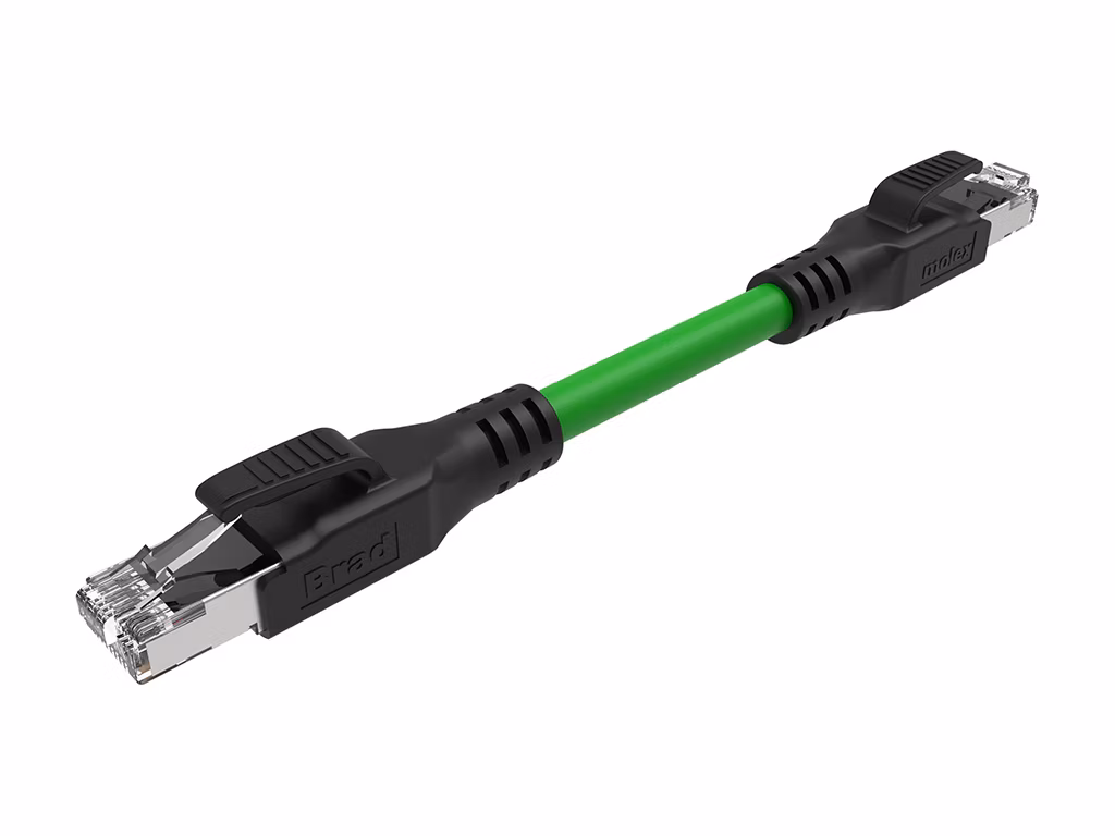 Micro-Change (M12) Double-Ended Cordset, 8-Pole X-Coded Male (Straight) to 4-Pole D-Coded Male (Straight), 24 AWG, Teal TPE Cable, 50.0m (164.04') Length