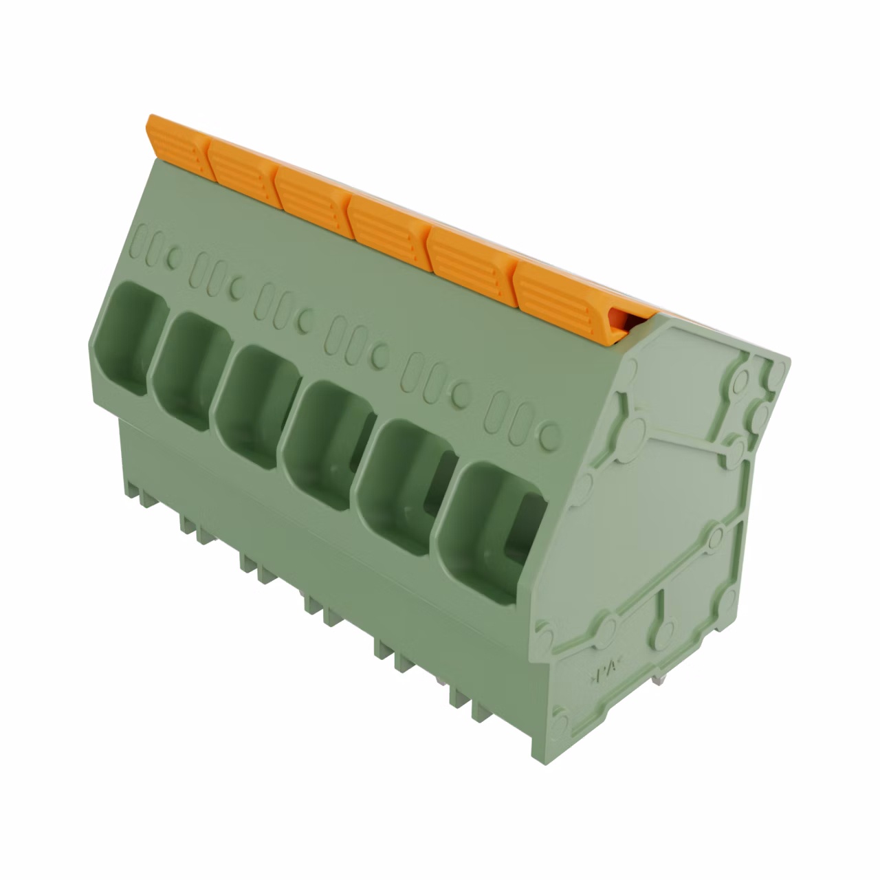 10.00mm Pitch Lever Activated Fixed Mount PCB Terminal Block, 35° Wire Entry, Left Front Terminal, 6 Circuits for sale