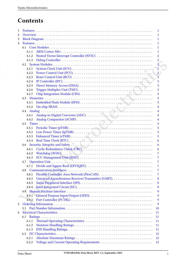 YTM32B1LE0x datasheet page 3