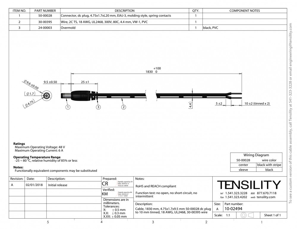 Tensility International 10-02494 product drawing preview