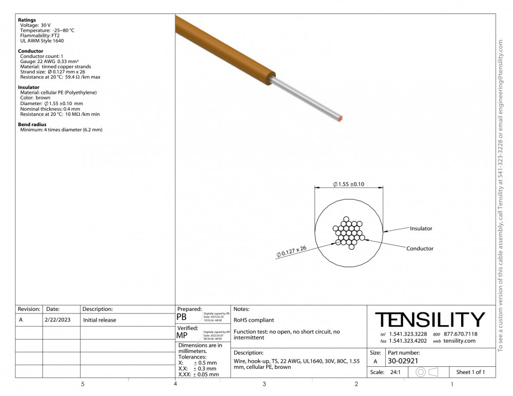 Product drawing for Tensility International 30-02921