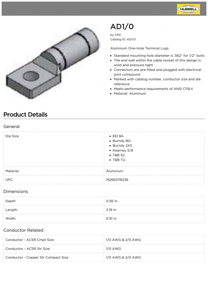 AD1/0 product document image, page 1