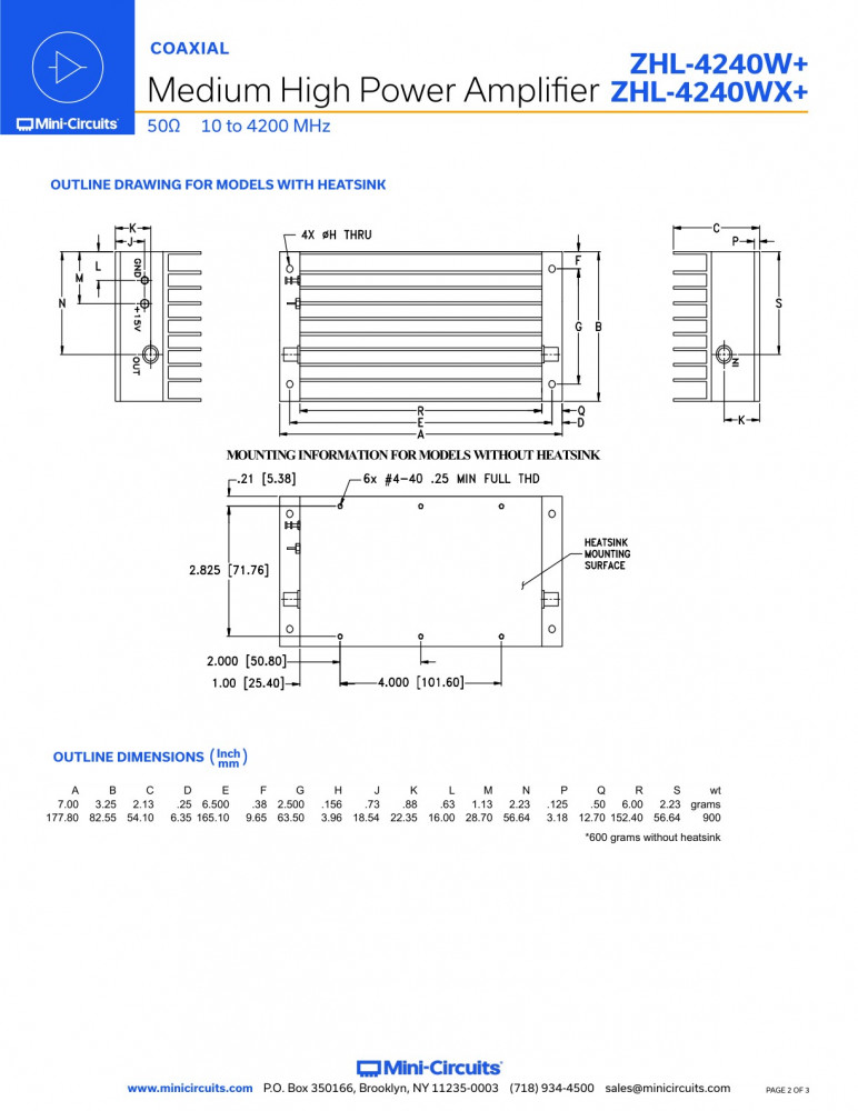 ZHL-4240W+ technical document page 2