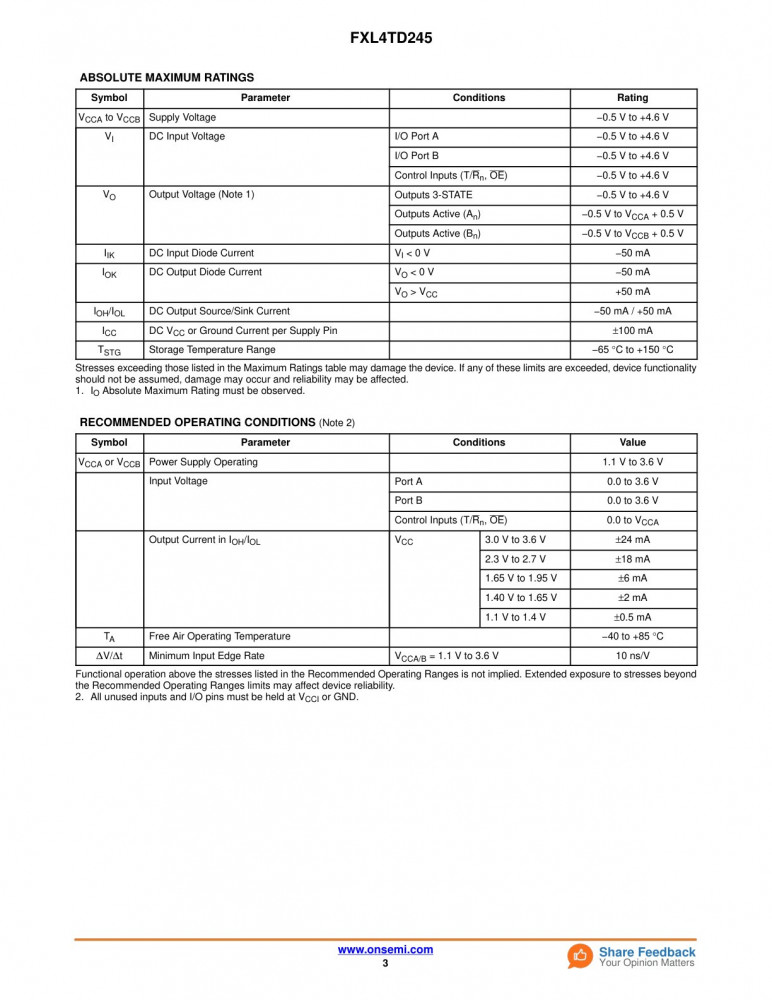 FXL4TD245 datasheet page 3