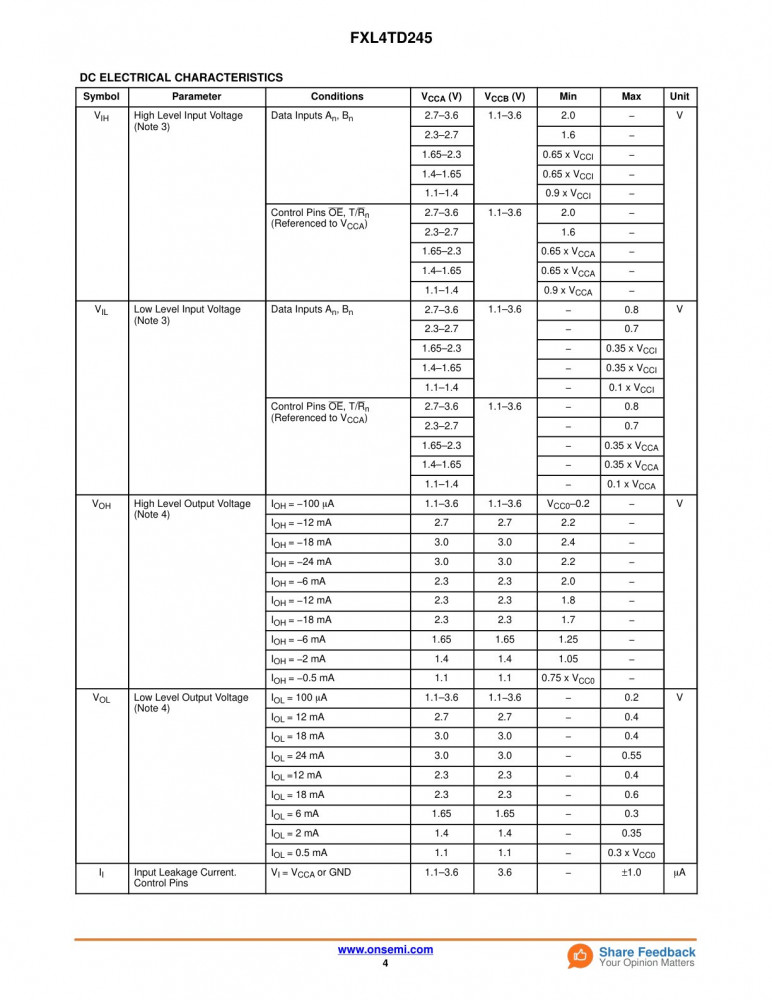 FXL4TD245 datasheet page 4