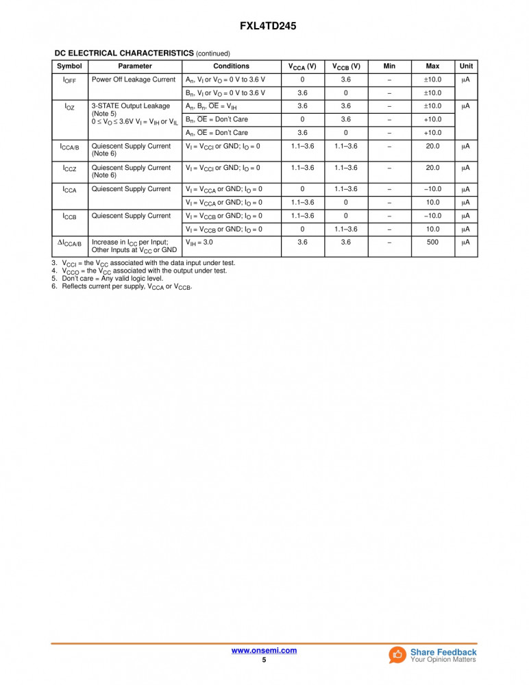 FXL4TD245 datasheet page 5