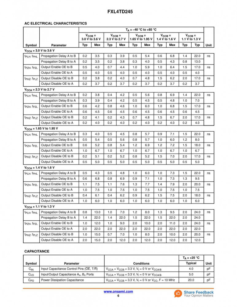 FXL4TD245 datasheet page 6
