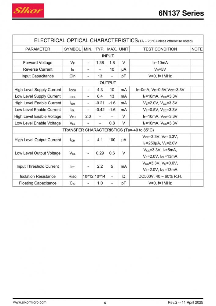 6N137 datasheet page 5