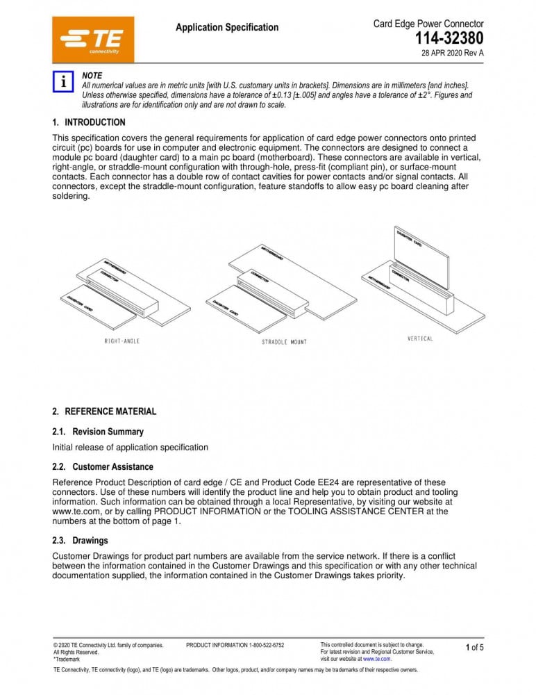TE Connectivity 2340164-1 application specification page 1