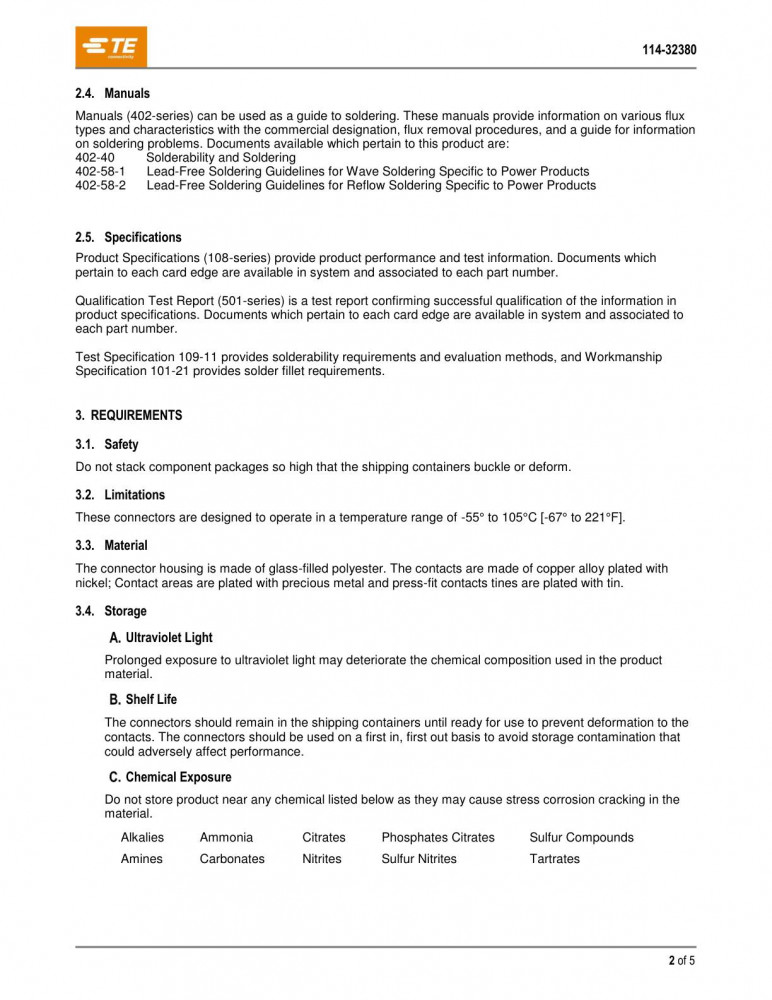 TE Connectivity 2340164-1 application specification page 2