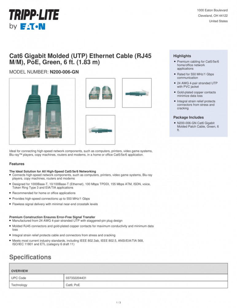 N200-006-GN technical document page 1
