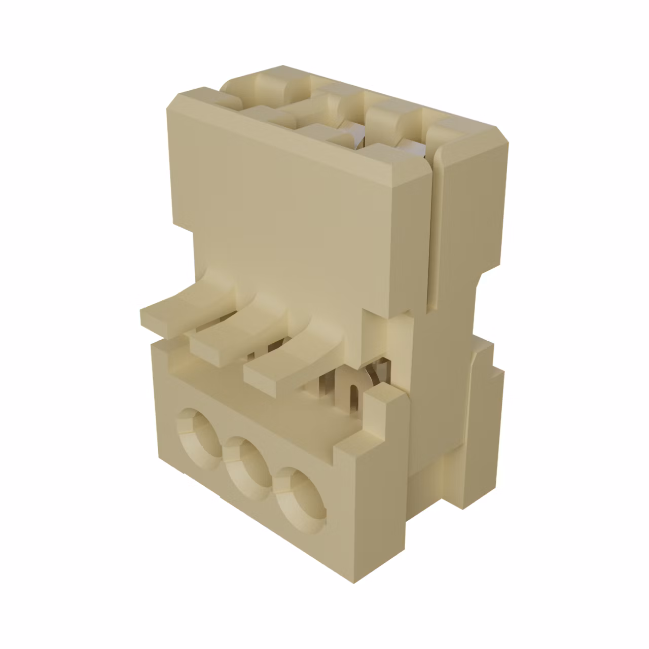 Appli-Mate RAST 2.5 Connector, 2.50mm Pitch, Female, 3 Circuits, Positions A, B, C, and D Removed, Polarizing Rib Between 1/2, Locking Pips, Slotted Endwalls, Tin Plating for sale