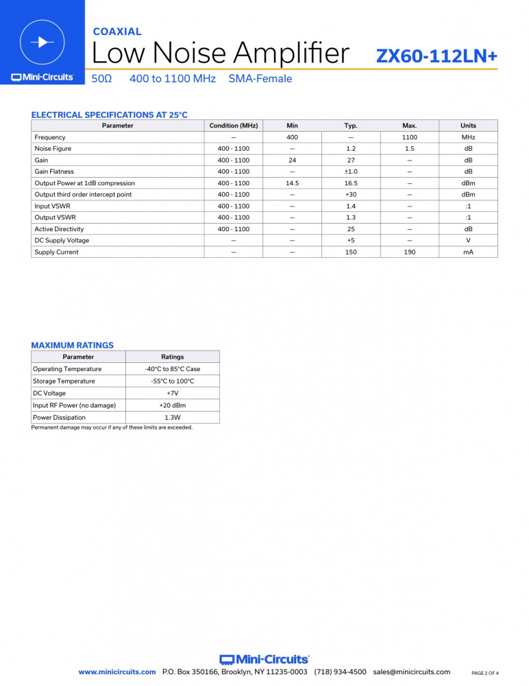 ZX60-112LN+ datasheet page 2