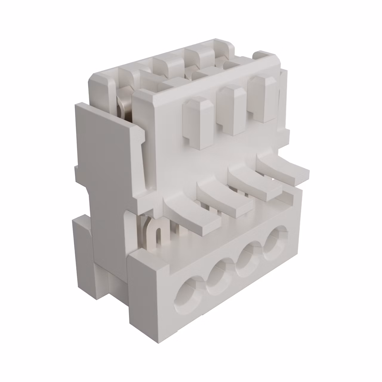 Appli-Mate RAST 2.5 IDT Housing, 2.50mm Pitch, with Side Latches, Female, 4 Circuits, Position Keys A & E Removed, Polarizing Rib Between 1/2 for sale