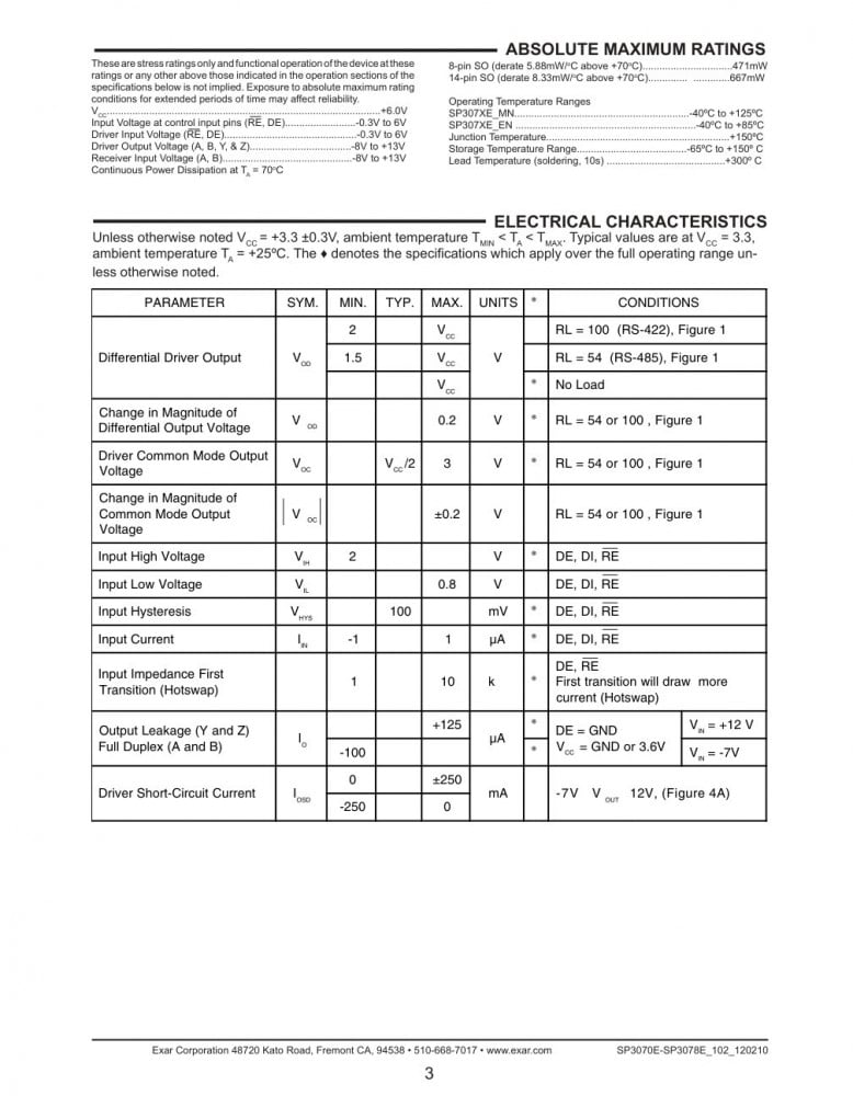 SP3078EEN-L/TR datasheet page 3