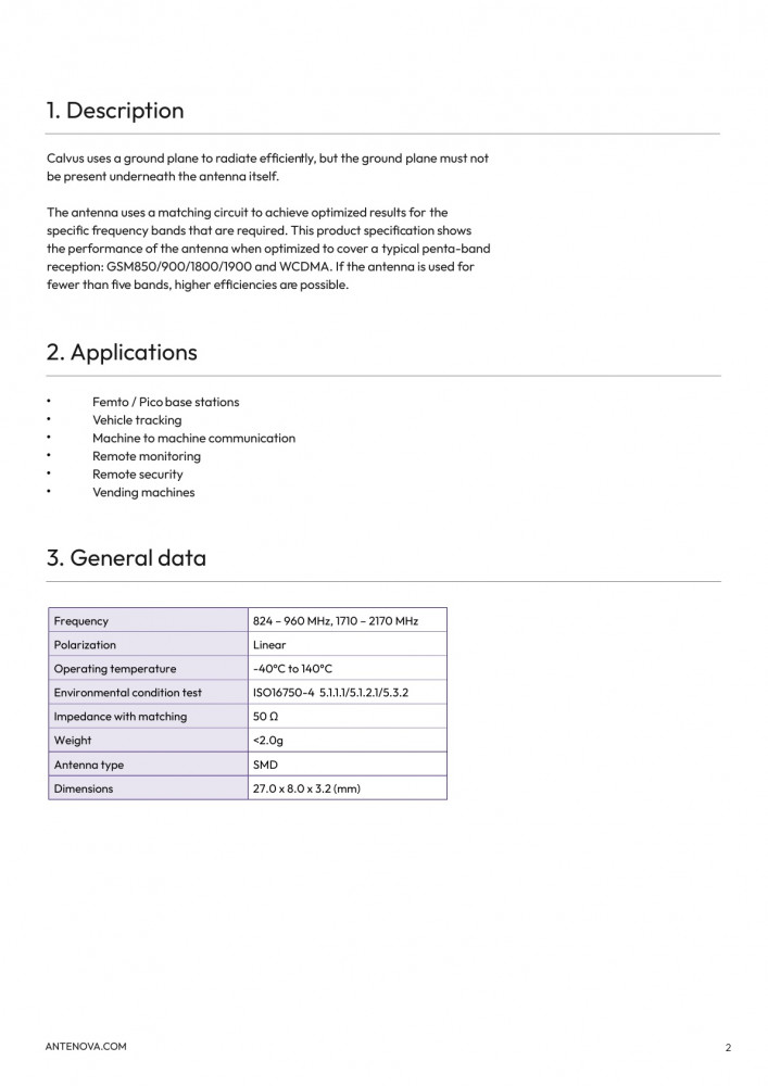 Calvus A10340H datasheet page 2