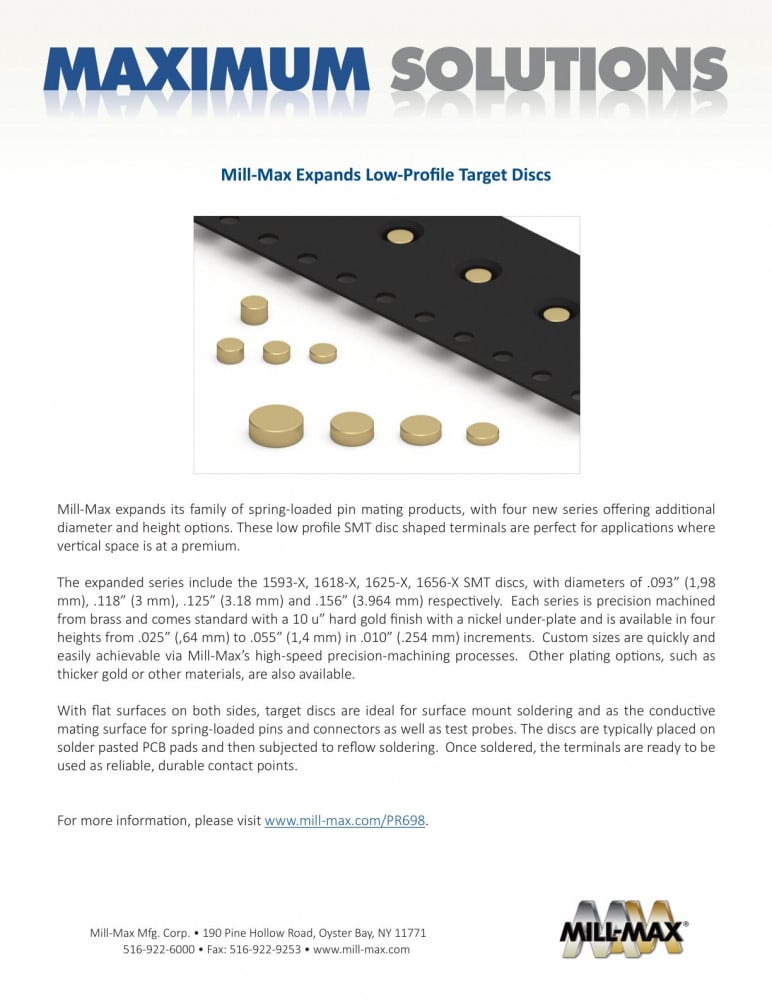 Mill-Max Series 1593 documentation page 1
