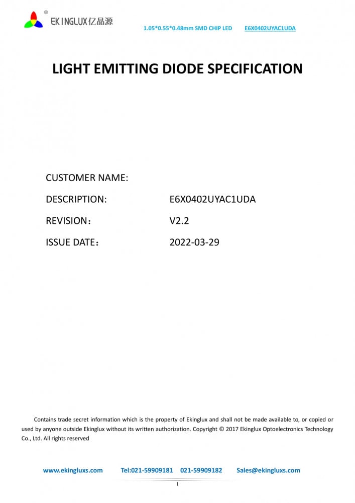 E6X0402UYAC1UDA datasheet page 1