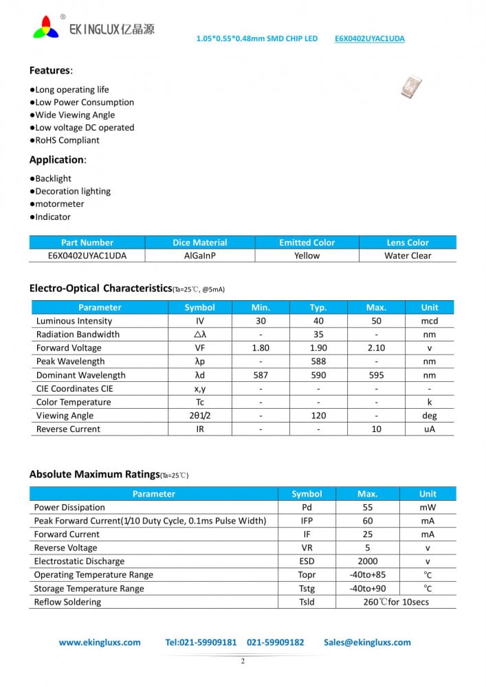 E6X0402UYAC1UDA datasheet page 2