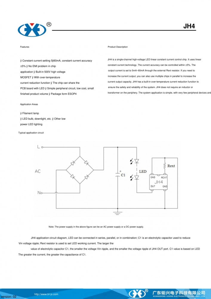 JH4 datasheet page 1