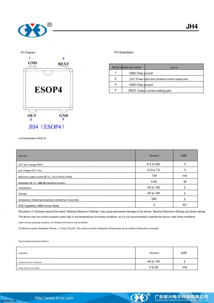 JH4 datasheet page 2