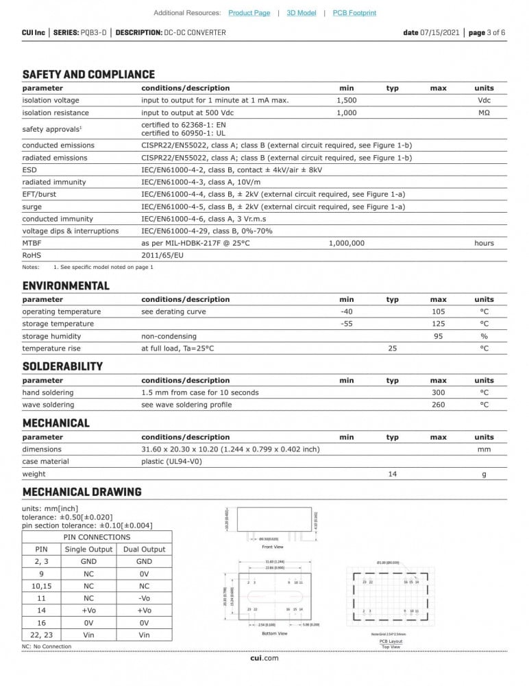 CUI PQB3-D series datasheet page 3
