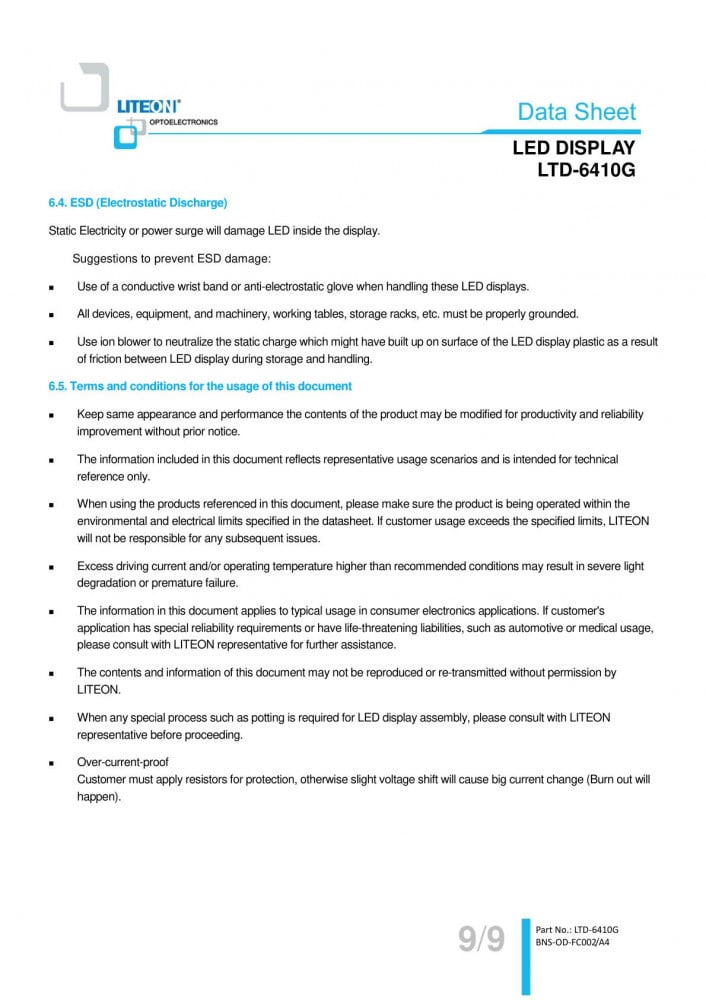LTD-6410G datasheet page 10