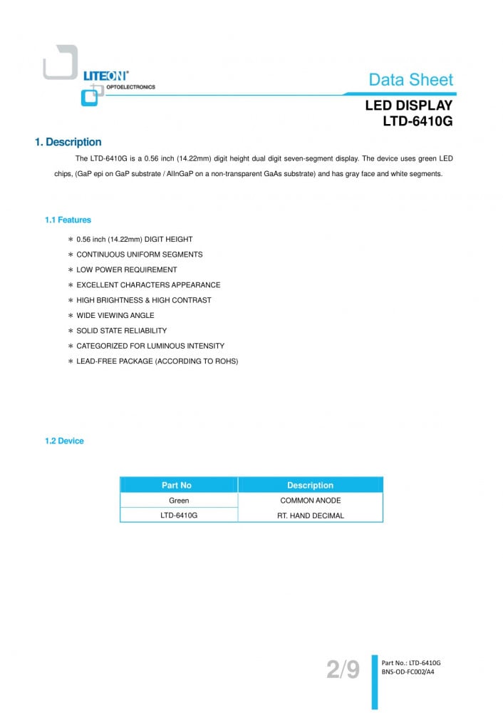 LTD-6410G datasheet page 3