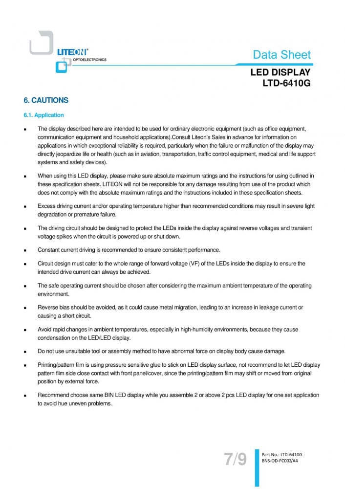LTD-6410G datasheet page 8