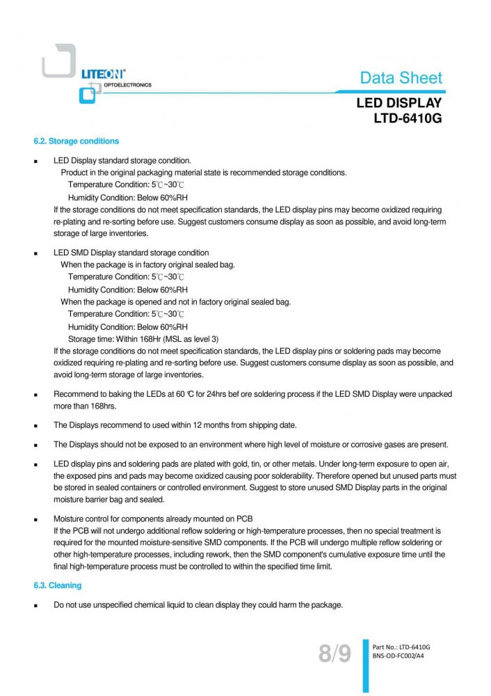LTD-6410G datasheet page 9