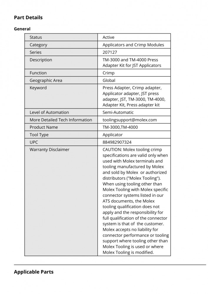 Tooling specification document image, page 2