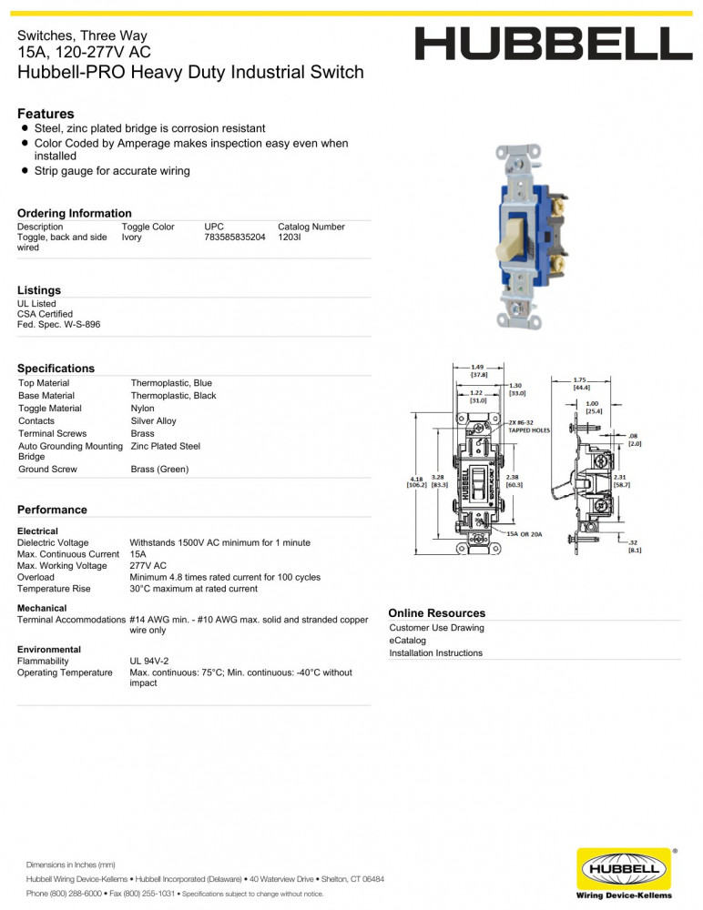 1203I product technical document image