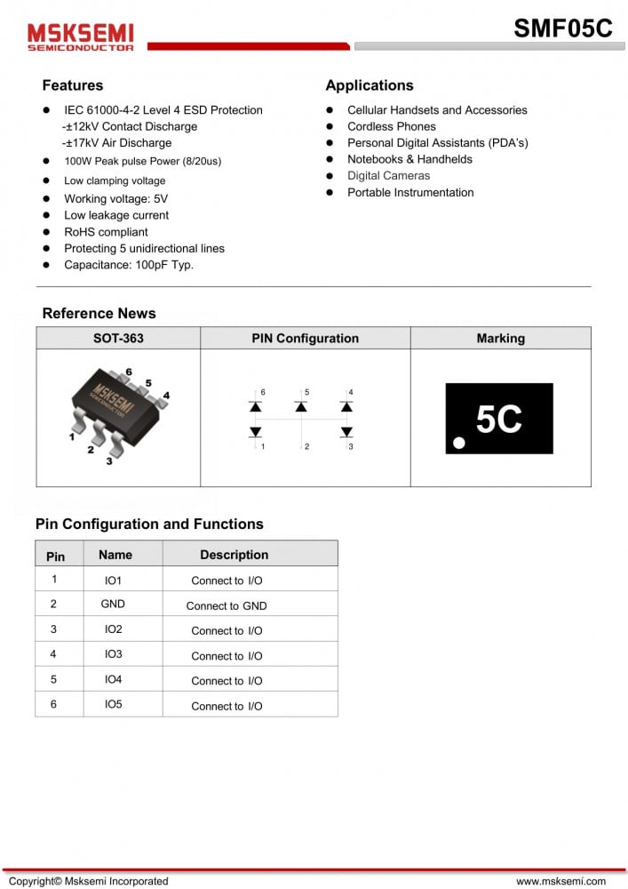 SMF05C datasheet page 2