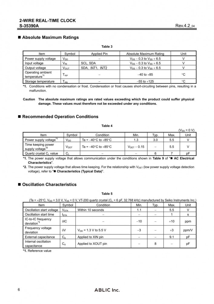 S-35390A datasheet page 6