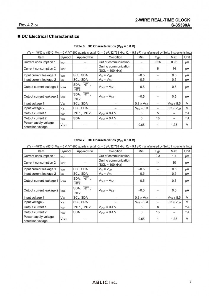 S-35390A datasheet page 7