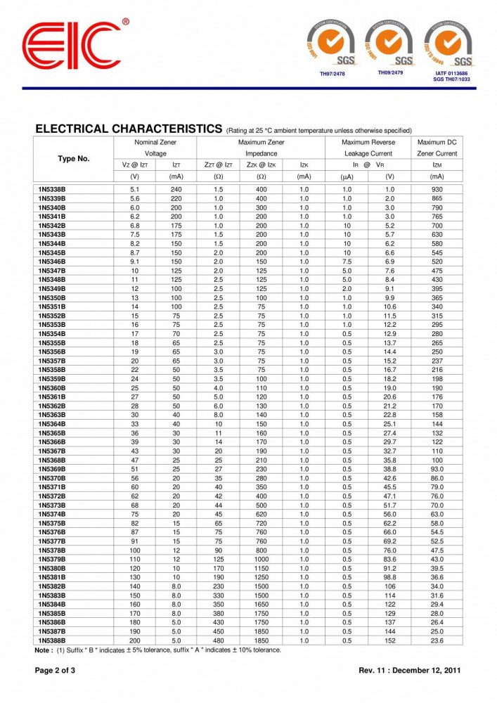 EIC 1N5343B datasheet page 2