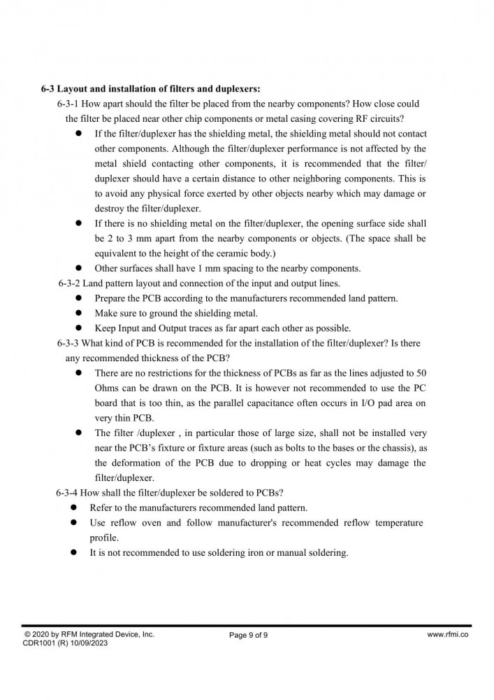 CDR1001 technical document page 9