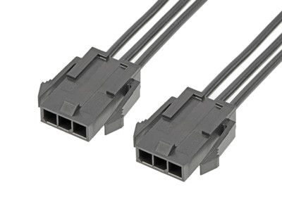 Mini-Fit Jr. Male-to-Mini-Fit Jr. Male Off-the-Shelf (OTS) Cable Assembly, Dual Row, 300.00mm Length, Gold (Au) Plating, 2 Circuits, Black