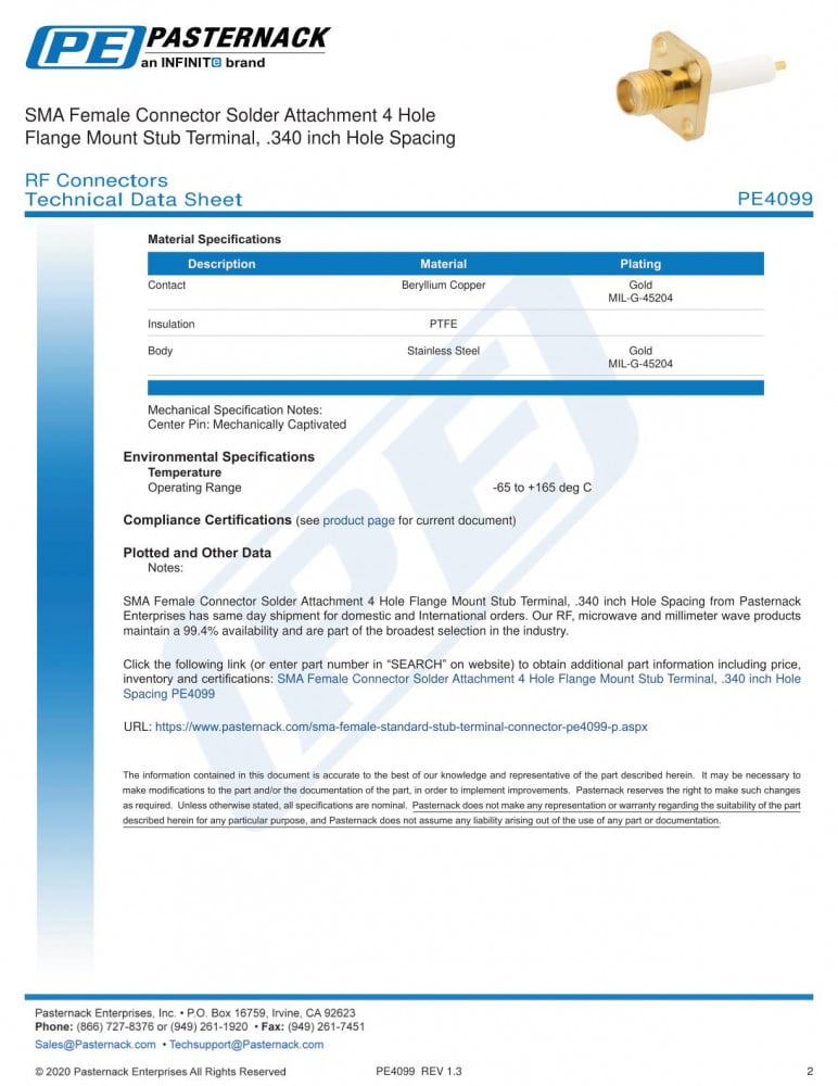 PE4099 technical datasheet page 2