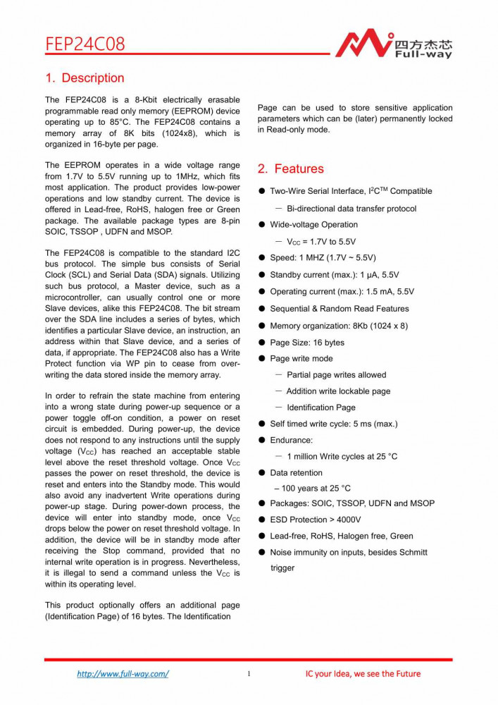 FEP24C08 datasheet page 1